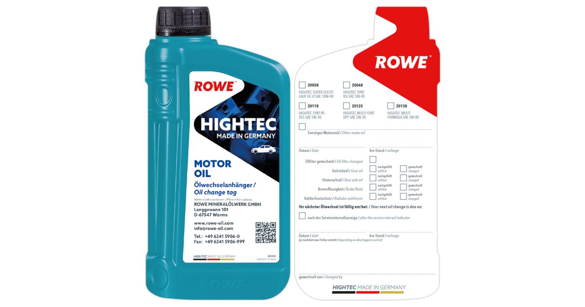 ROWE ÖLWECHSELANHÄNGER / ROWE OIL CHANGE STICKER | ROWE